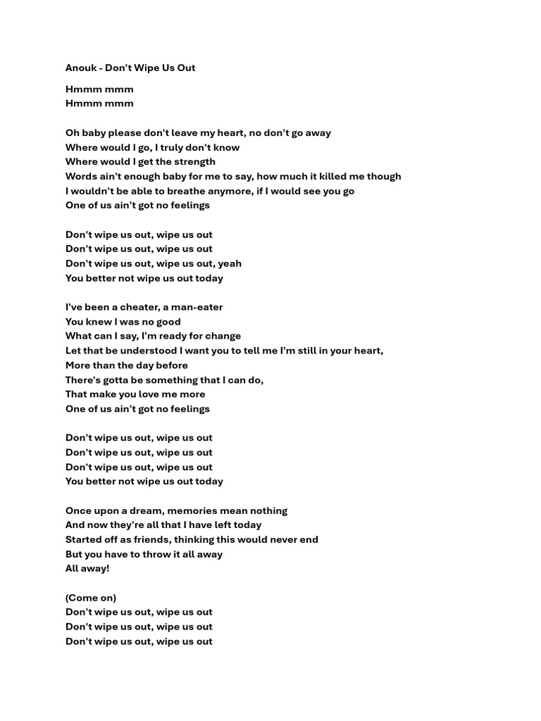 Anouk - Don't wipe us out | PDF