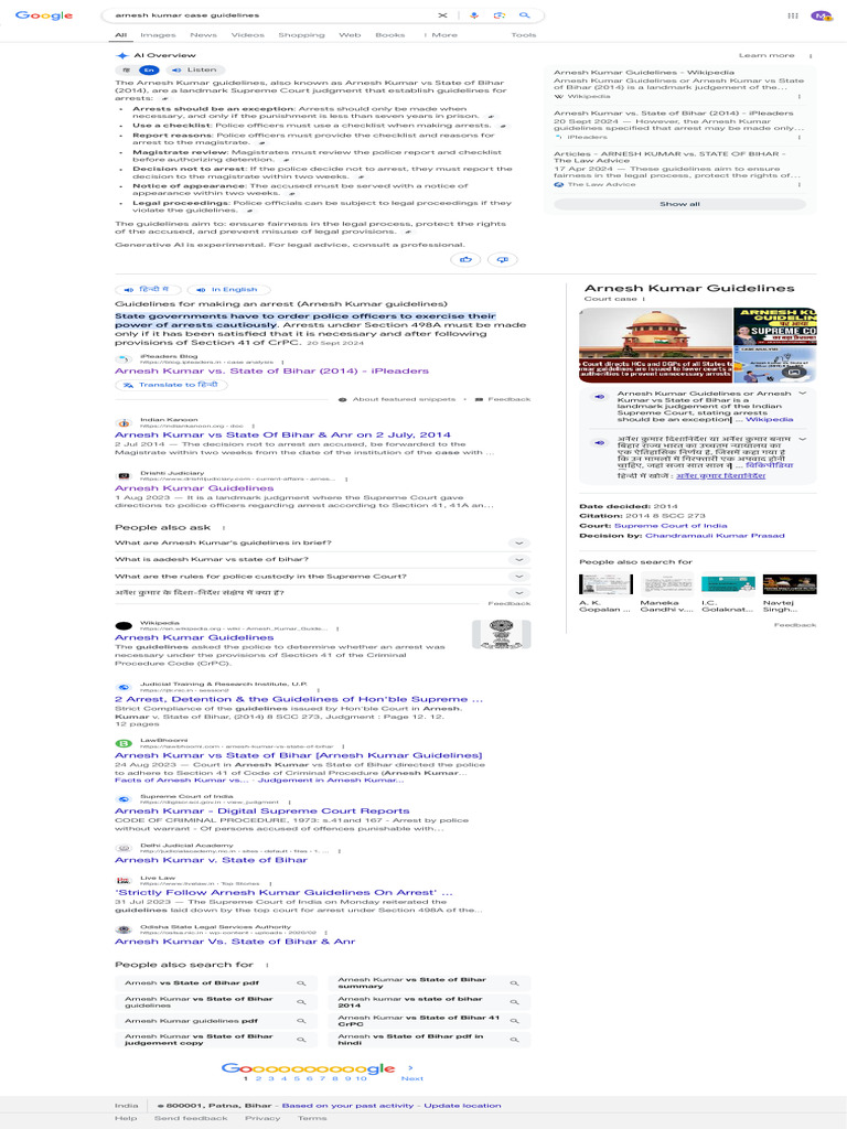 Arnesh Kumar Guidelines Overview | PDF | Common Law | Public Law