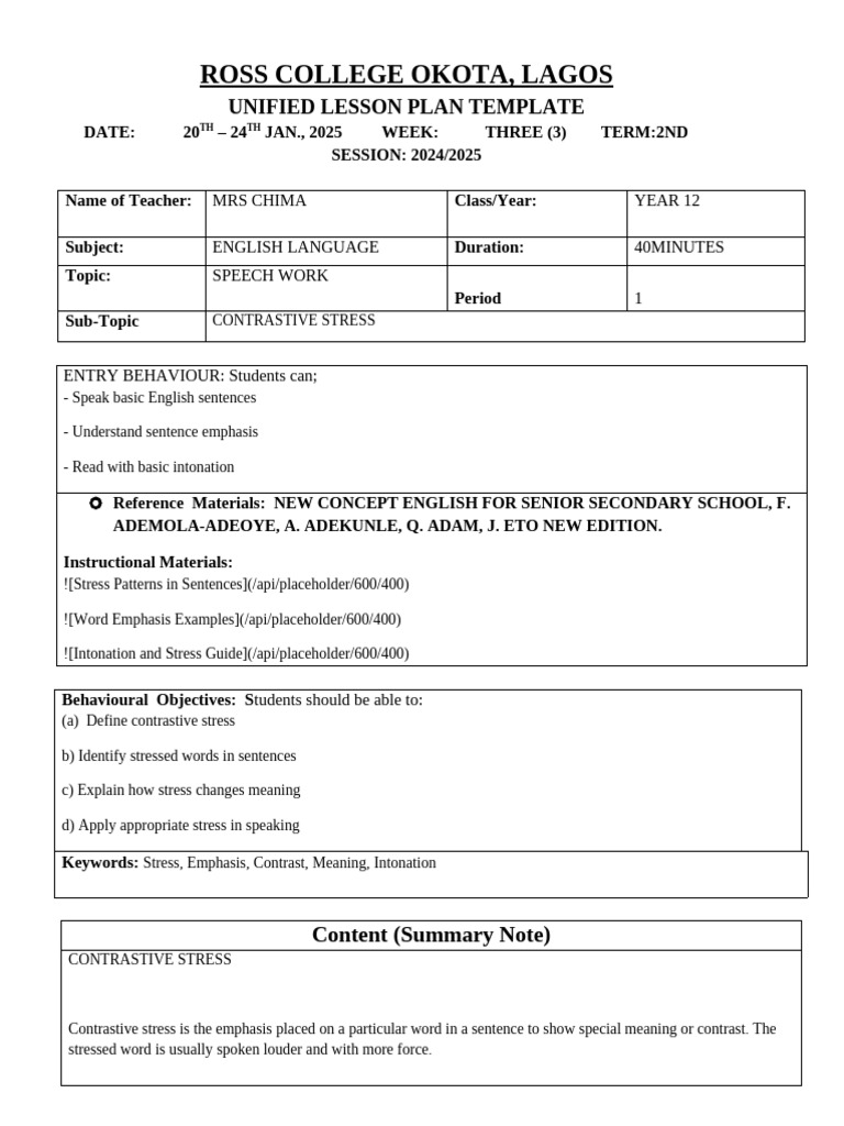 YEAR 12 ENG 1ST TERM LESSON PLAN WK. 3 - Copy | PDF | Linguistics | Grammar