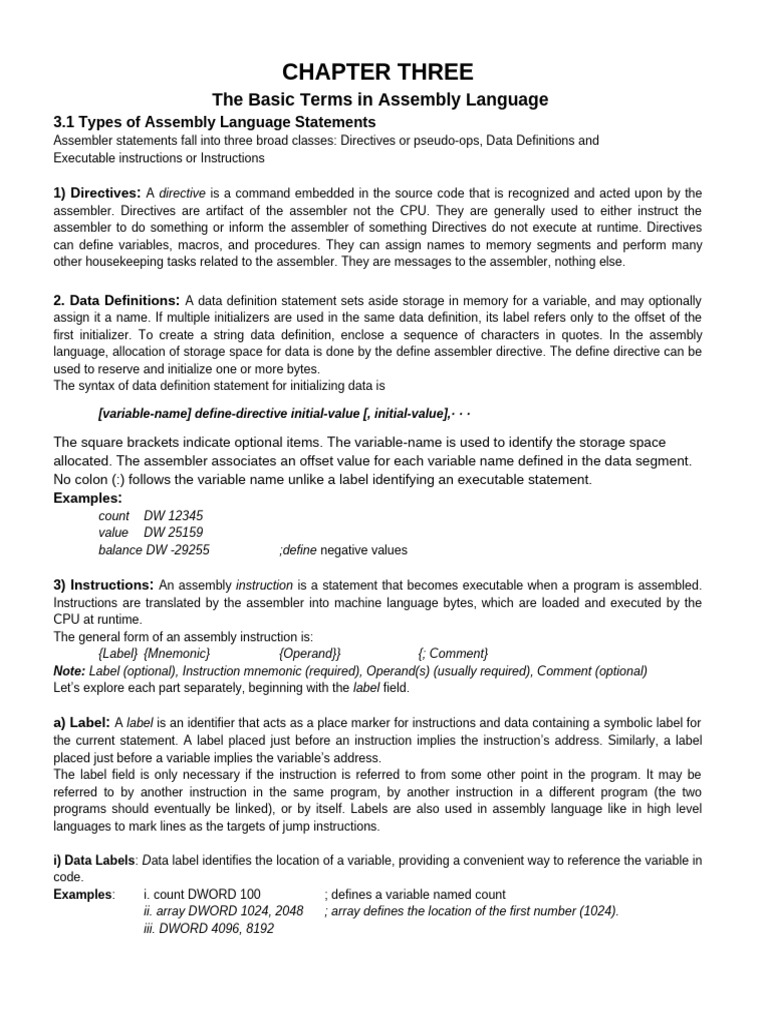Assembly Language - Chapter - 3 | PDF | Assembly Language | Computer Program