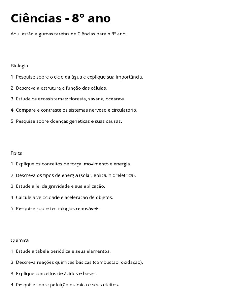 Ciências - 8° ano | PDF