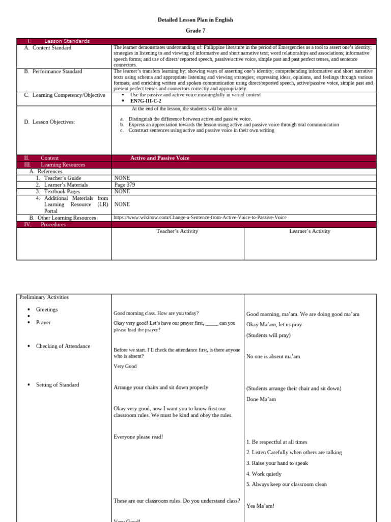 Grade 7 English: Active & Passive Voice | PDF | Verb | Human Communication