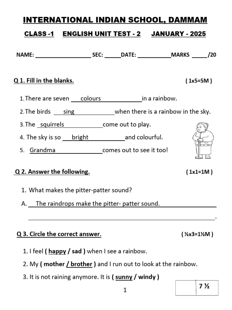 Anwer Key Eng Unit Test 2 | PDF | Rainbow | Earth Phenomena