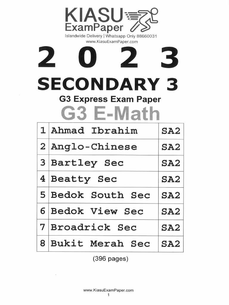S3EX Mathematics 2023 SA2 | PDF