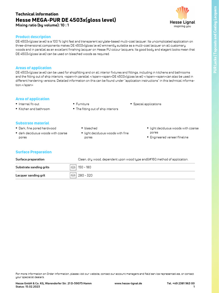 Hesse Acrylic FR DE 4503x (Gloss Level) | PDF | Wood | Coating