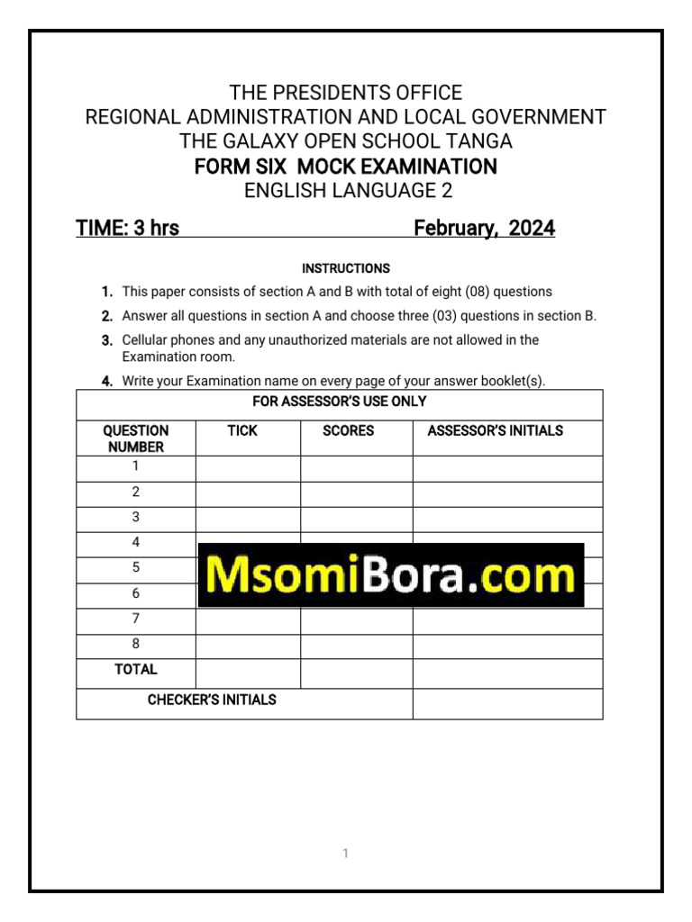 Eng Lang 2 Galaxy Mock 2024 | PDF | Poetry