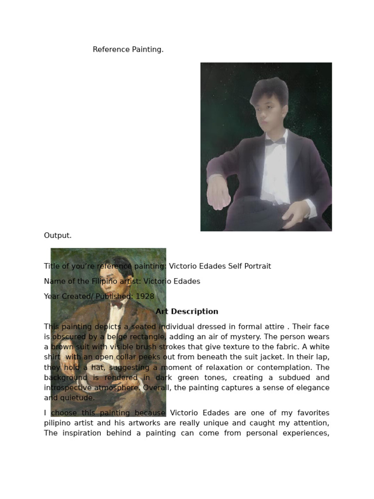 Victorio Edades Self Portrait Analysis | PDF