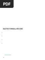 Master Formula Record (MFR) | PDF | Packaging And Labeling