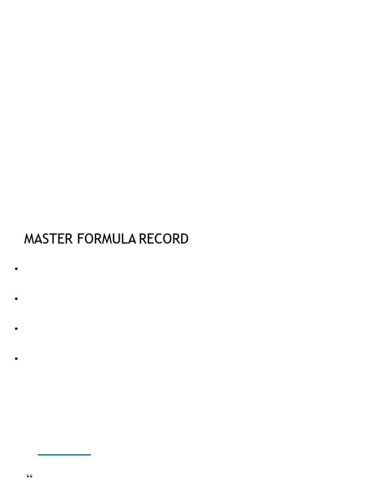 Master Formula Record in Pharma Production | PDF | Packaging And Labeling