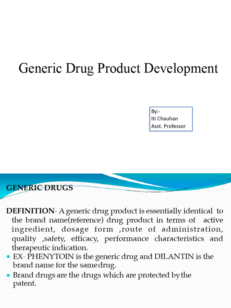 Generic Drug Development Process Overview | PDF | Generic Drug | Food ...