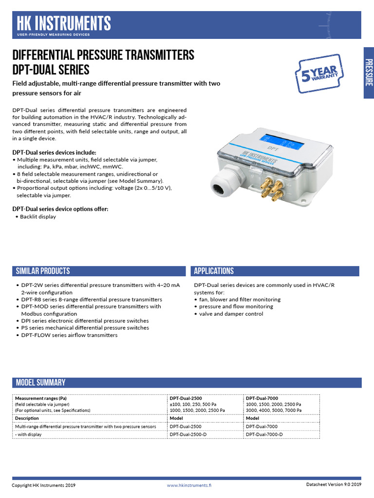 DPT-Dual | PDF | Pressure Measurement | Pressure