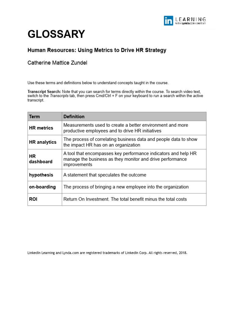 Glossary Human Resources Metrics Drive HR Strategy | PDF