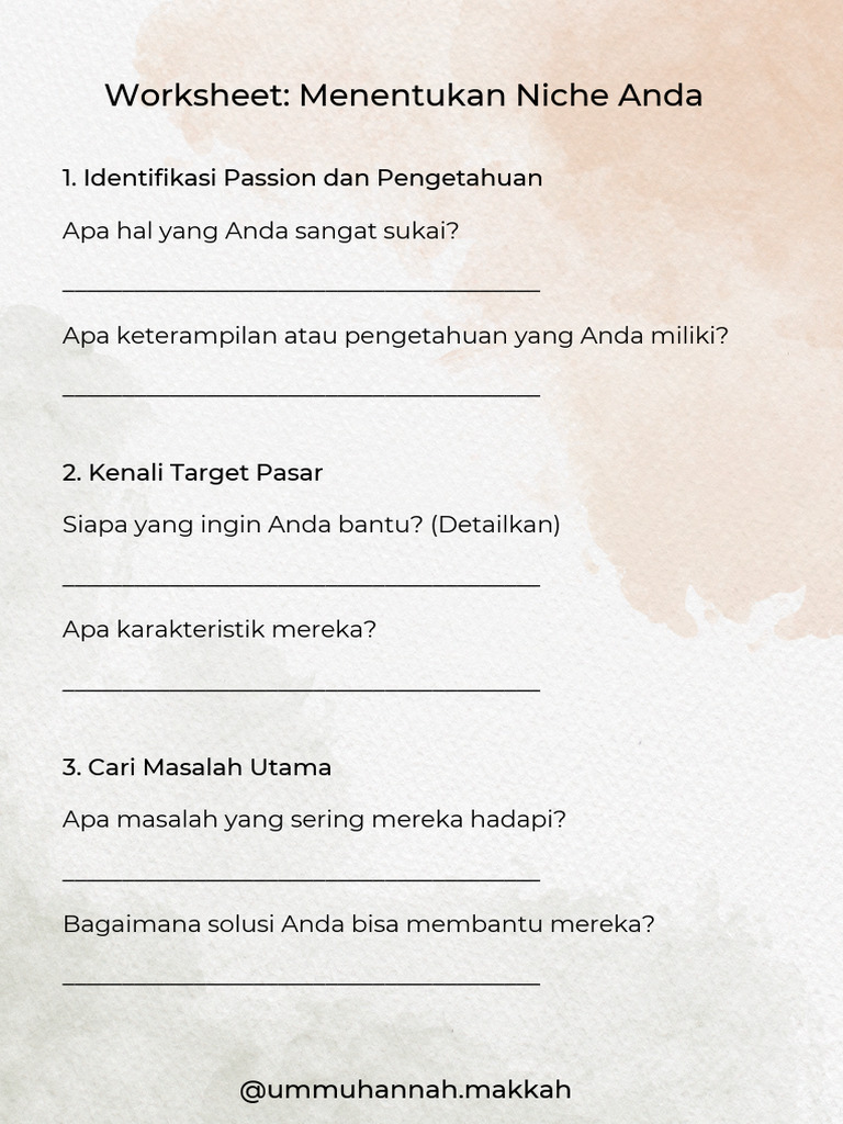 Worksheet_Niche @ummuhannah.makkah | PDF