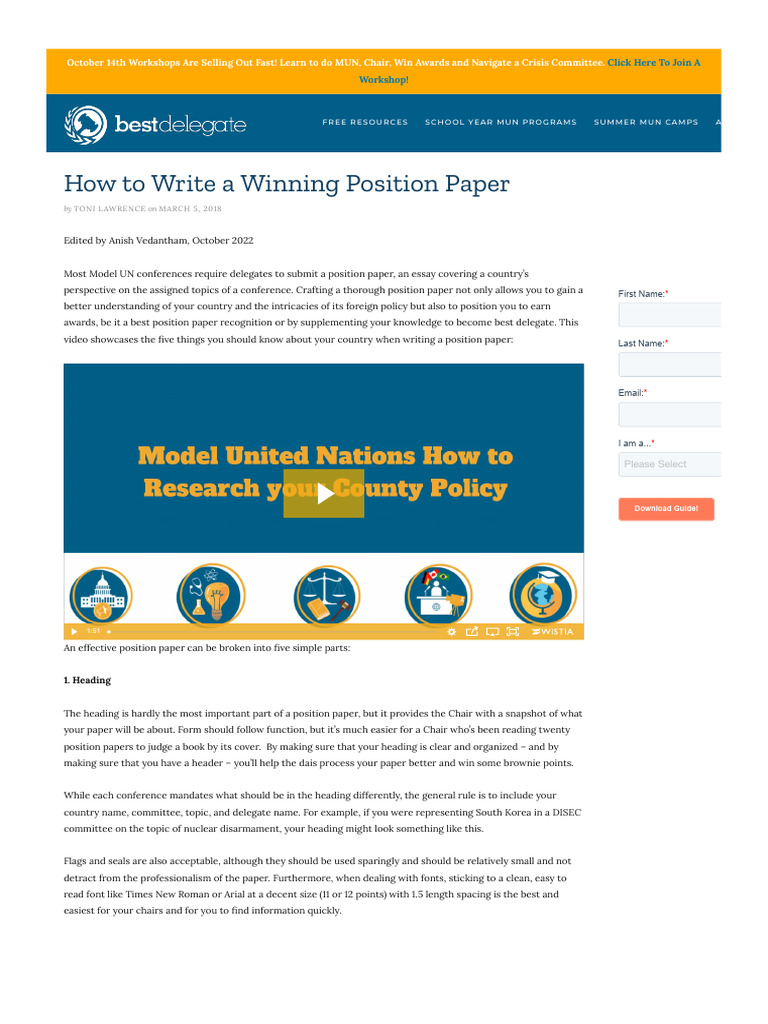 How to Write a Winning Position Paper - Best Delegate Model United ...