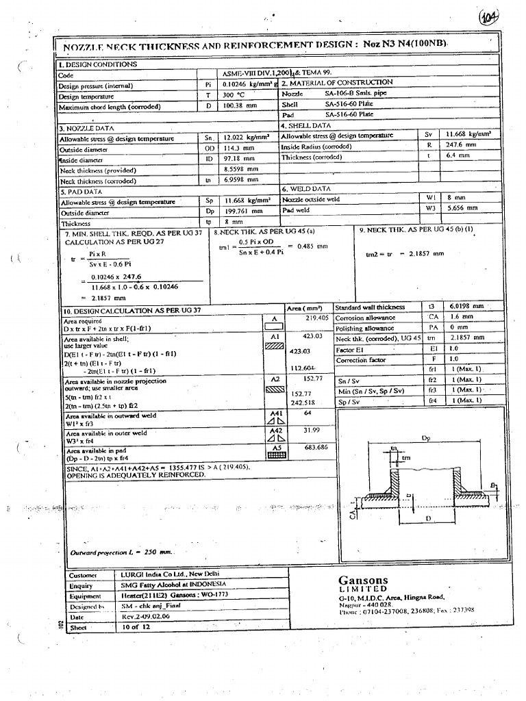 RF Pad Calculation As Per ASME | PDF