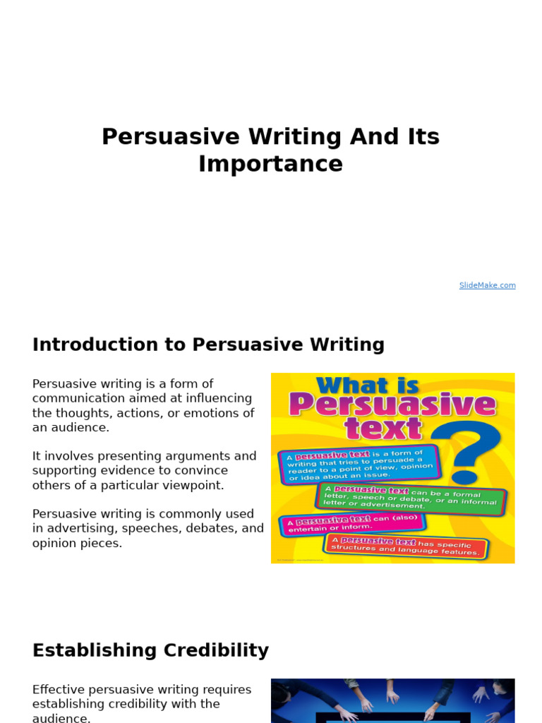 Importance of Persuasive Writing | PDF | Persuasion | Credibility
