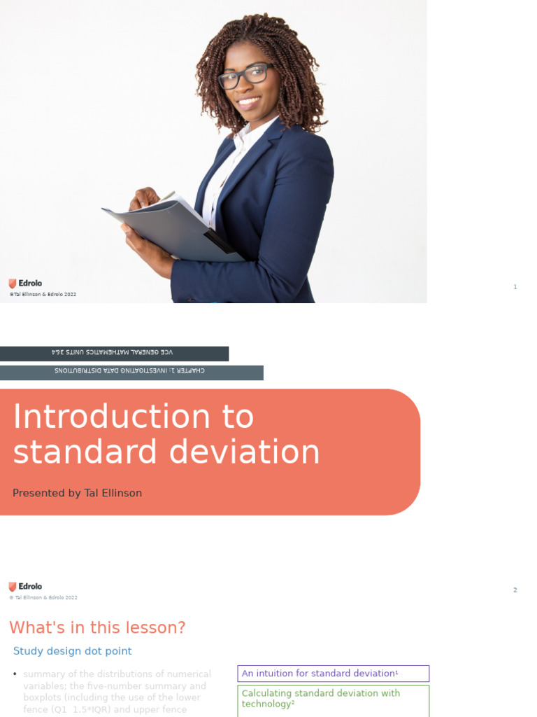 Lesson Slides - 1G Introduction to Standard Deviation - Edrolo | PDF | Statistical Analysis ...