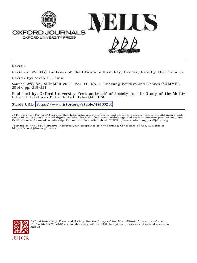 Review of Samuels' "Fantasies of Identification" | PDF | Disability ...