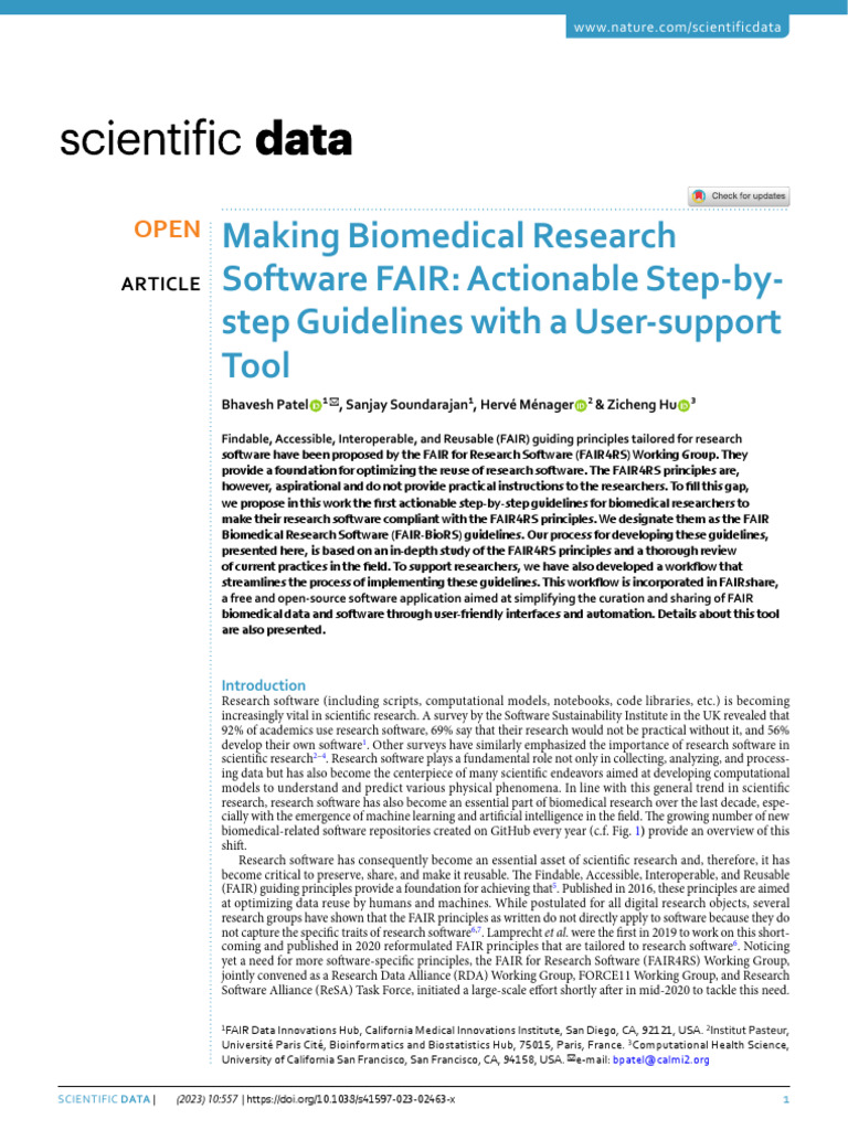 FAIR - Github - s41597 023 02463 X | PDF | Metadata | Software Repository