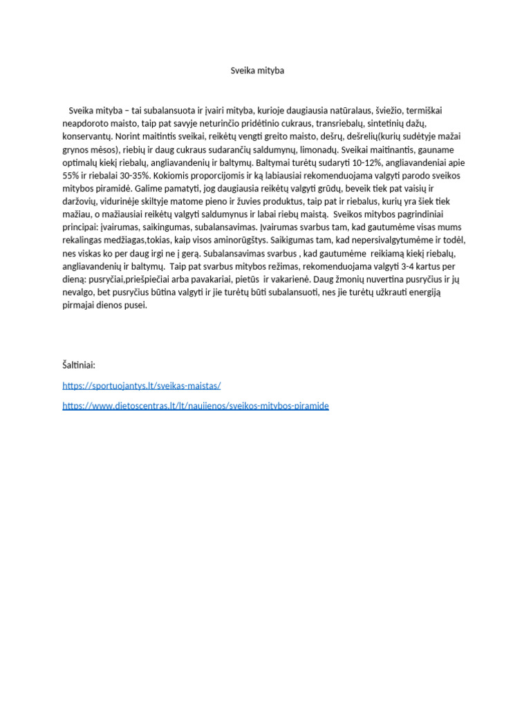 Sveika Mityba | PDF
