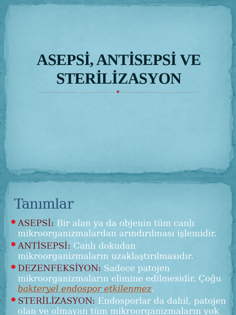 3.asepsi, Antisepsi, Sterilizasyon Kurallar - Kopya | PDF