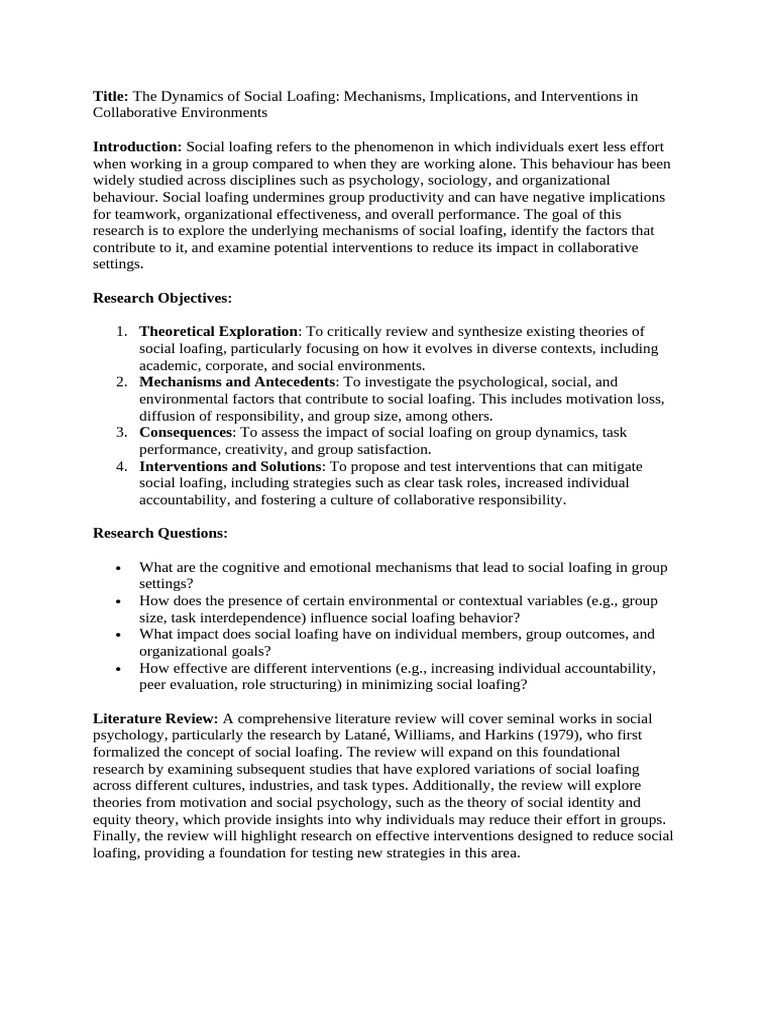 Social loafing | PDF | Psychology | Experiment