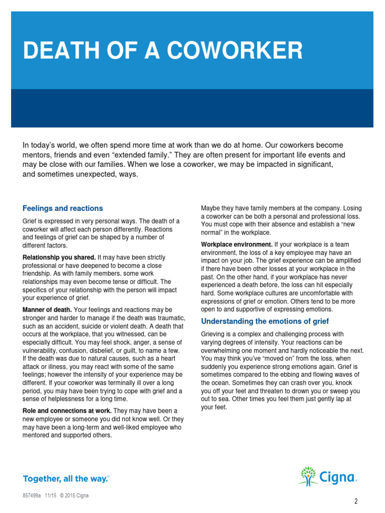 Death of a Coworker | PDF | Grief | Emotions