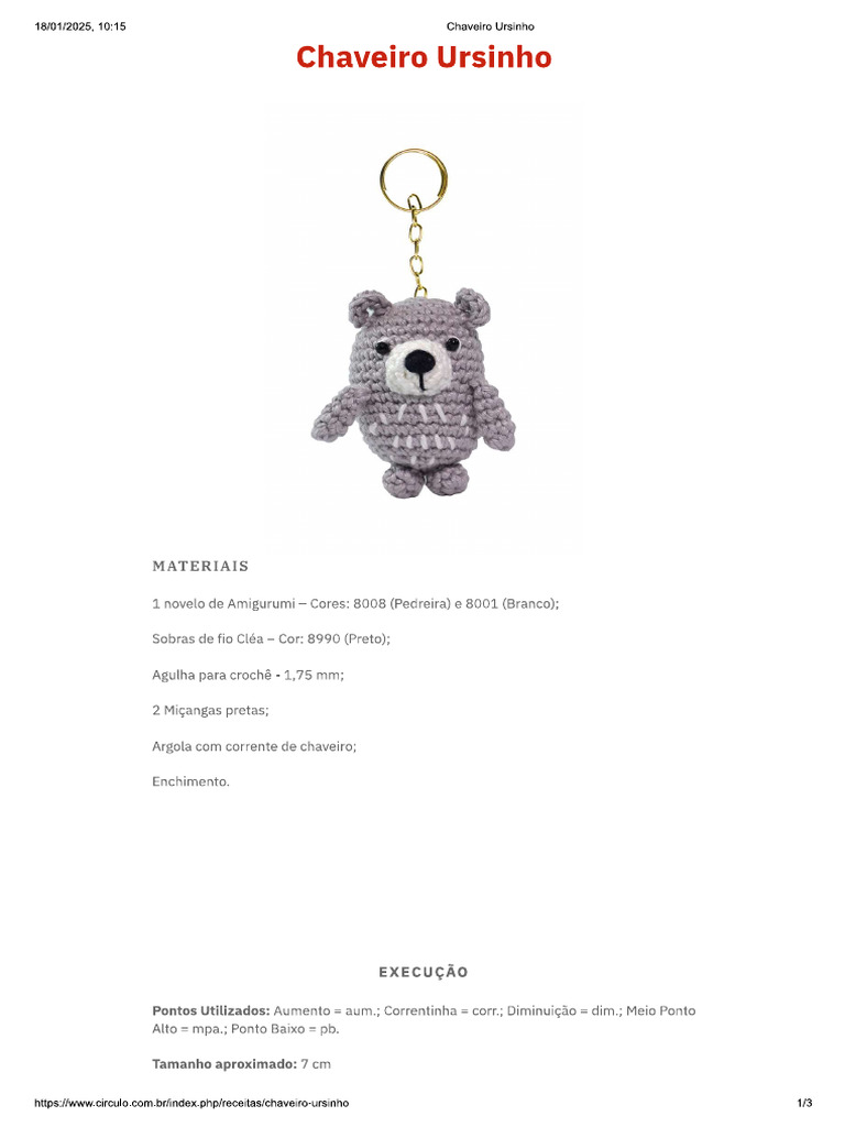 Chaveiro Ursinho | PDF