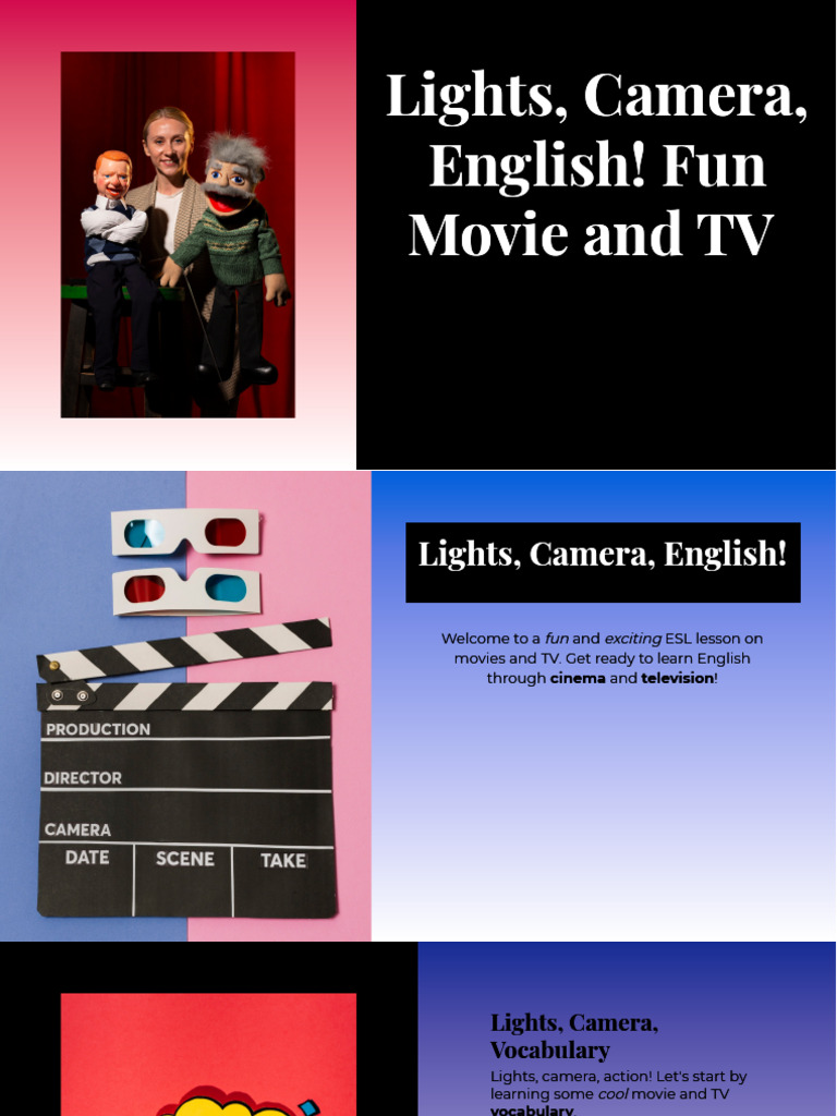 Wepik Lights Camera English Fun Movie and TV Esl Lesson For 12 Year ...