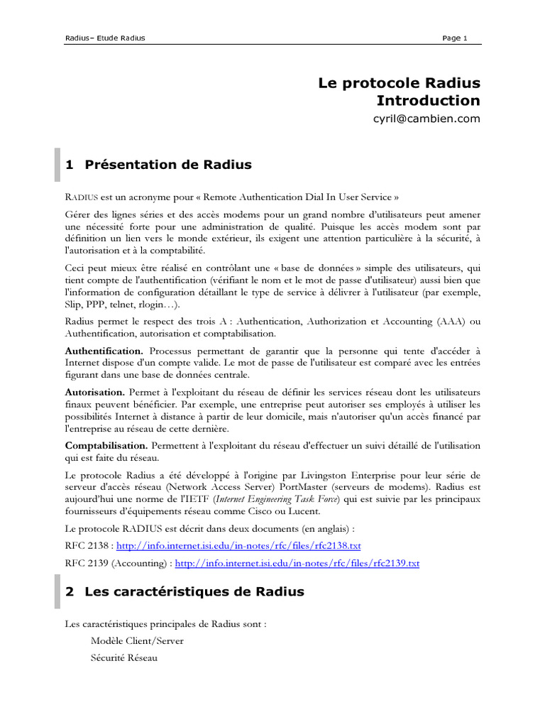 Protocol Radius | PDF