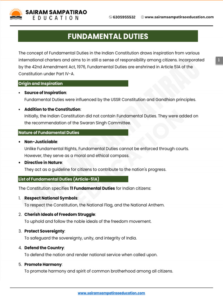 Fundamental Duties | PDF | Legal Documents | Political Charters