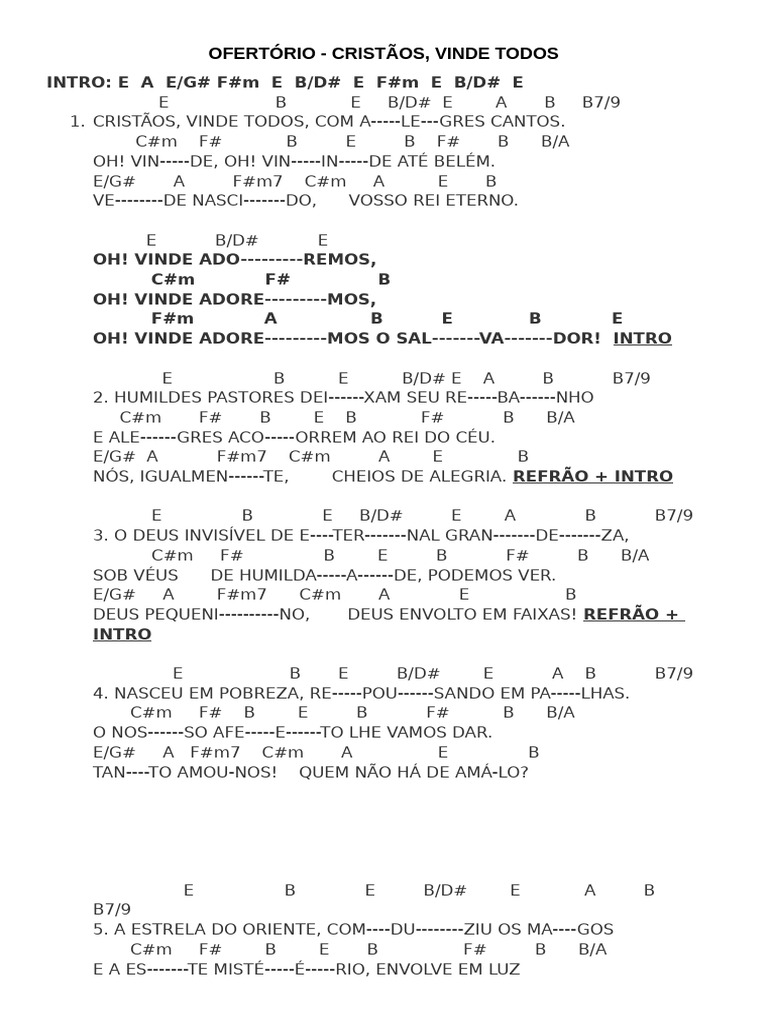 Cristãos, Vinde Todos em e | PDF
