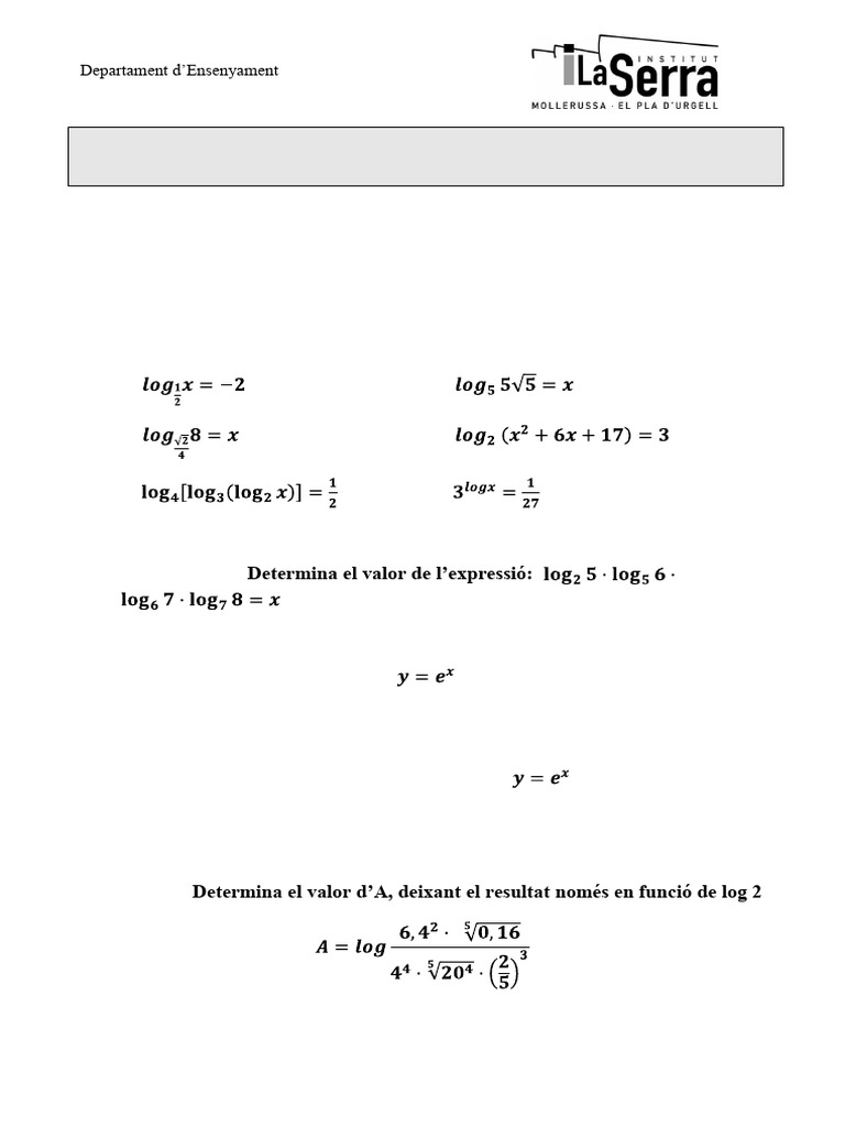 Mostra Dexamen Logaritmes 22 - 23 | PDF