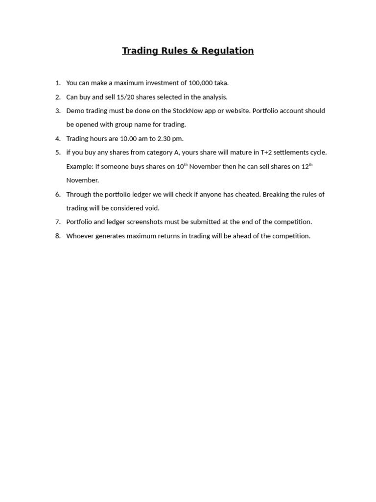 Trading Rules & Regulation | PDF