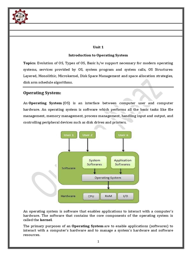 UNIT 1 OS notes | PDF | Operating System | Process (Computing)