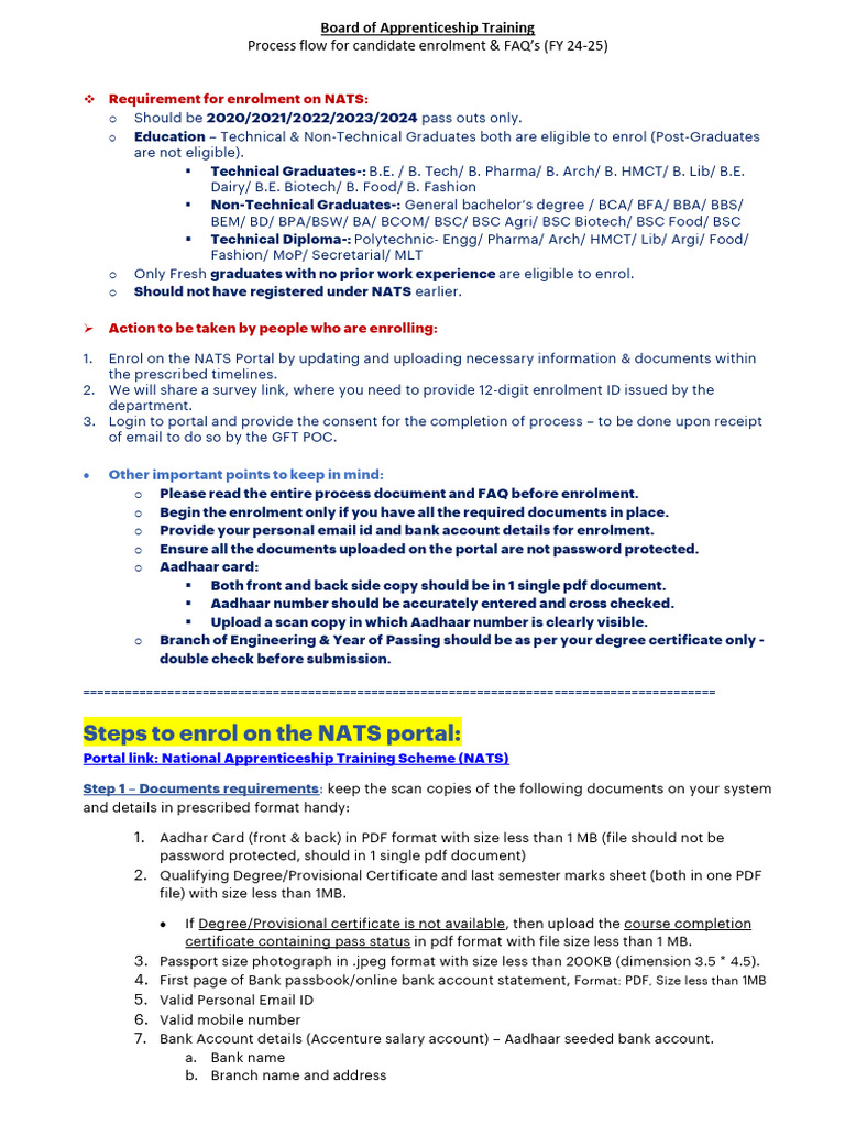 2024-25 - Enrolment Process & FAQ's NATS 2.0 - 02 | PDF