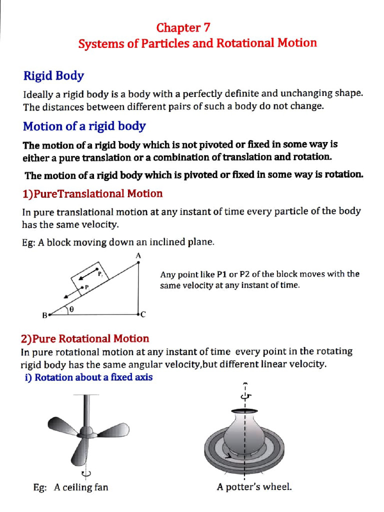 System of Particles & Rotational Motion - XI Phy (PM) | PDF | Rotation Around A Fixed Axis | Torque