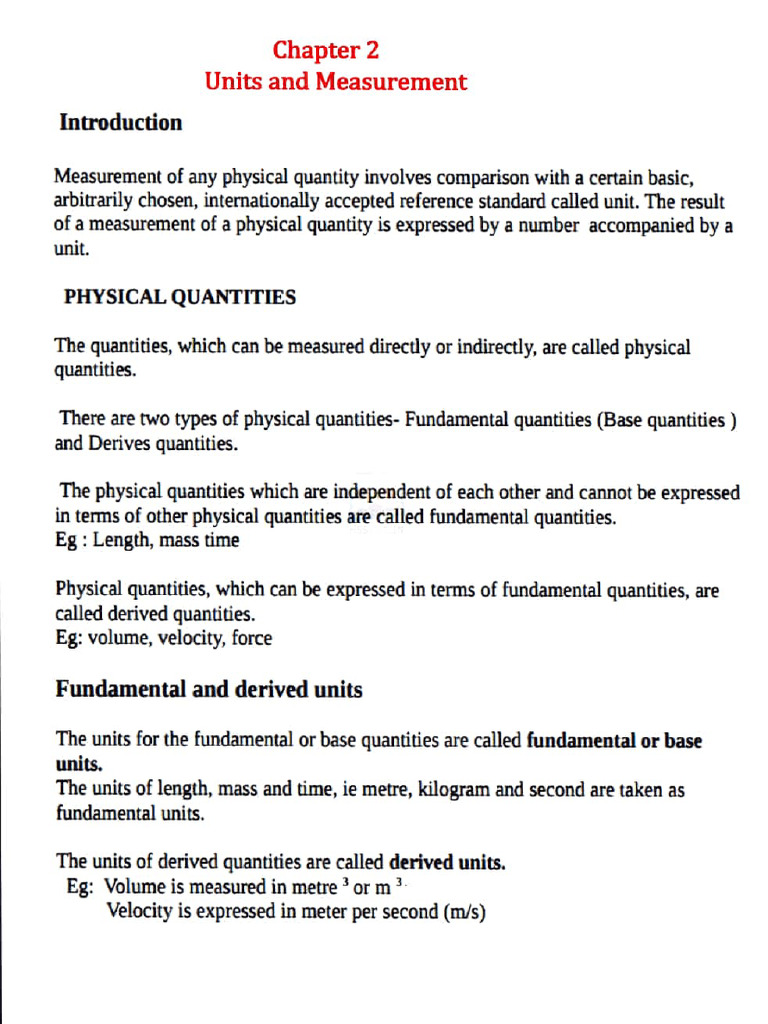 Units and Dimensions- 11th PHY (PM) | PDF