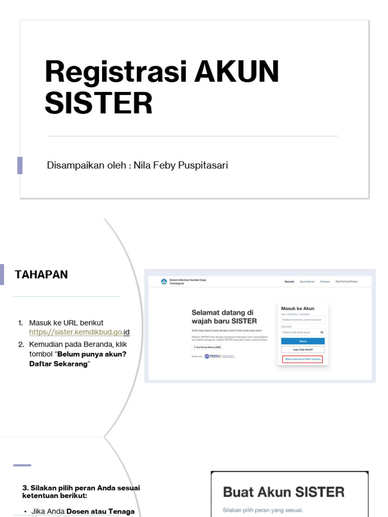 Simulasi SISTER (Registrasi AKUN SISTER) | PDF