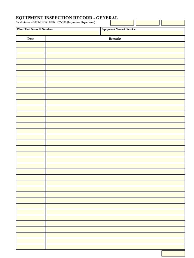 Equipment Inspection Record Form | PDF
