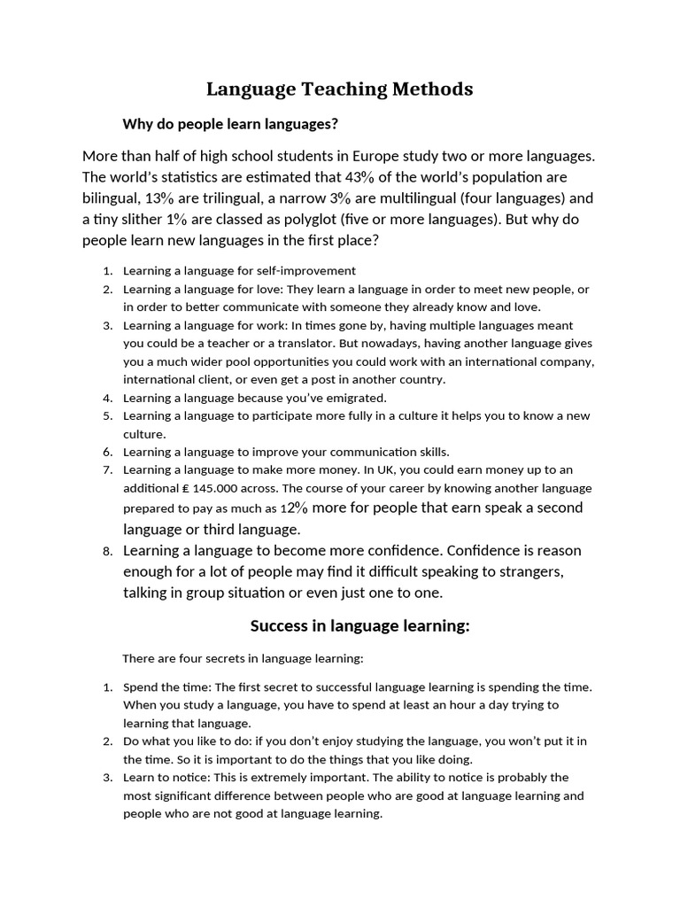 Language Teaching Methods | PDF | Motivational | Motivation