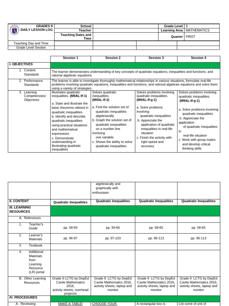 DLL-WK 5-LC 7,8,9 | PDF | Equations | Quadratic Equation