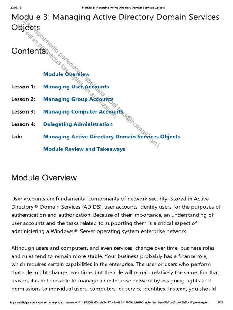 Managing Activ... Domain Services Objects | PDF