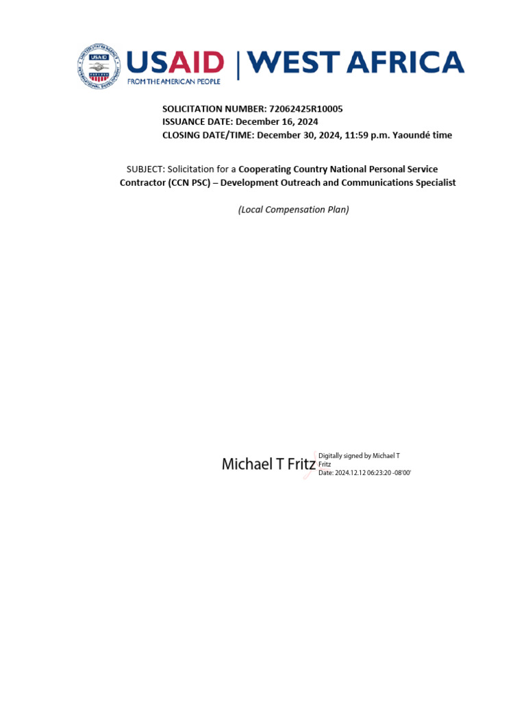 Vacancy Announcement DOC Specialist | PDF | United States Agency For ...