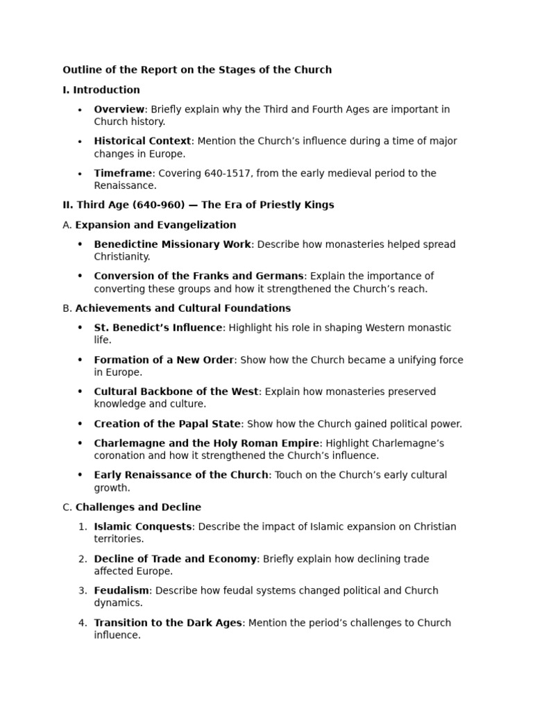 Outline of the Report on the Stages of the Church | PDF | Early Middle ...