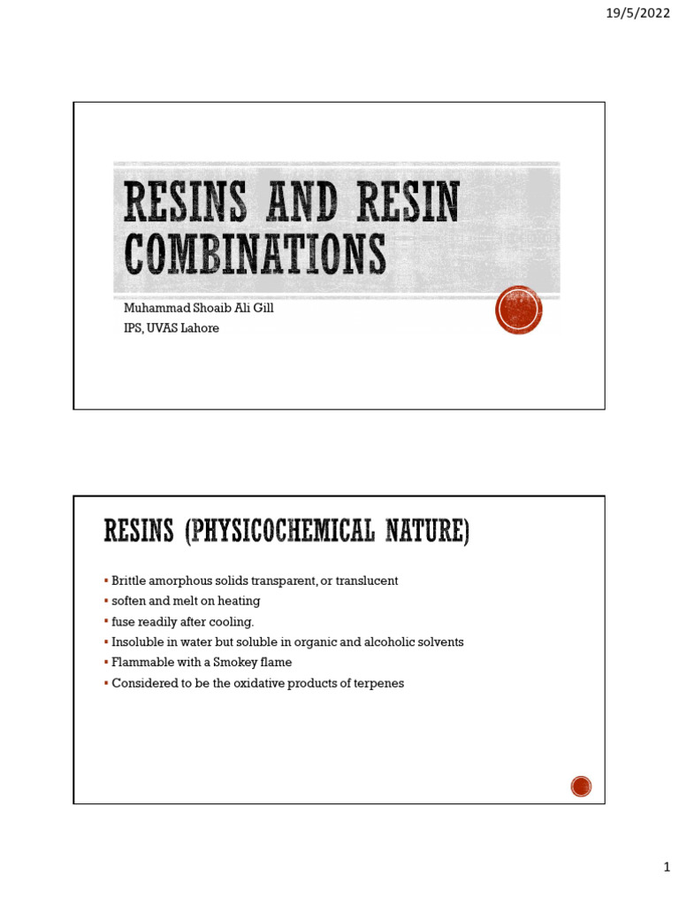 2-Resins and Resin Combinations Handouts | PDF | Resin | Chemistry