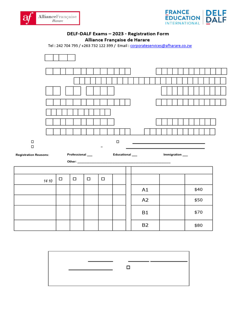Registration Form DELF DALF 2023 HRE SJ NEW | PDF