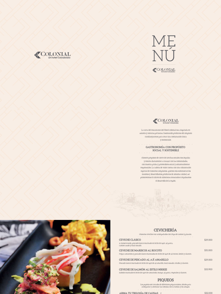 Menú del Restaurante Colonial | PDF | Mariscos | Cocina occidental