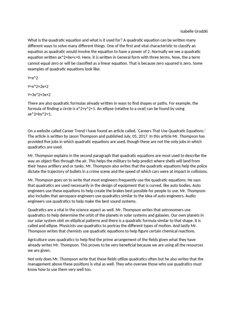 Math Quadratic Paper | PDF | Quadratic Equation | Equations