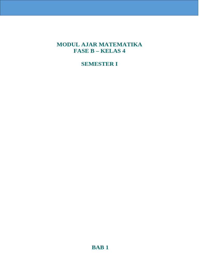 MODUL AJAR (MA) MATEMATIKA FASE B KELAS 4 | PDF